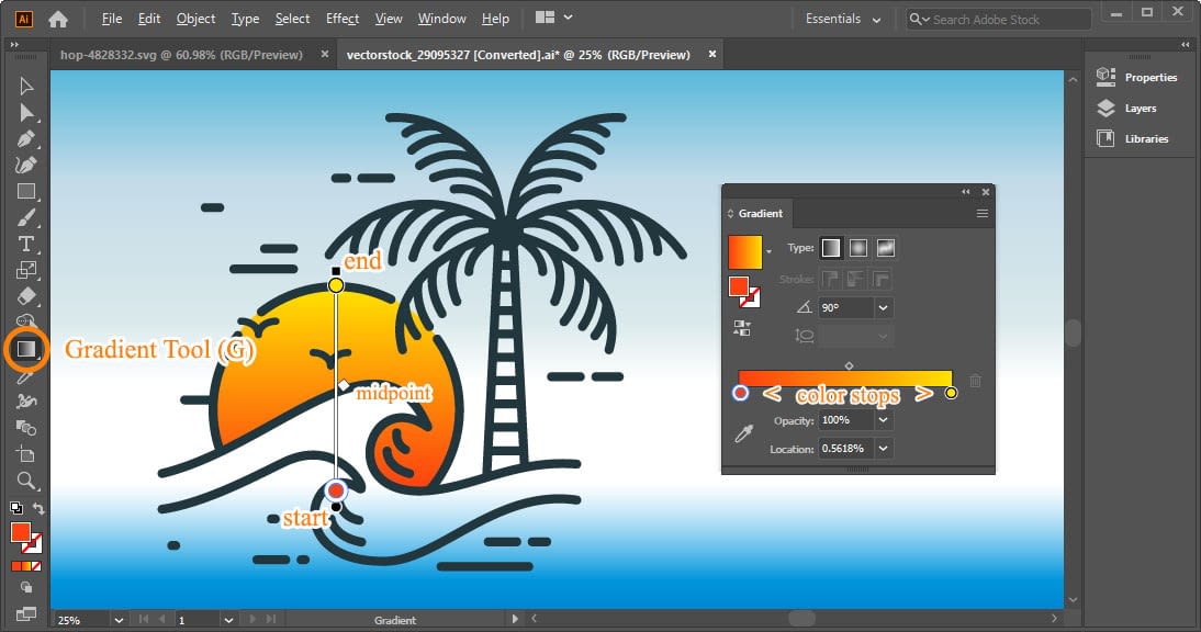 How to Use Gradient Tool in Illustrator | Webtopic